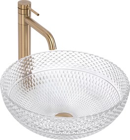 Rea Sue, skleněné umyvadlo na desku 400x400x165 mm, čirá, REA-U4702