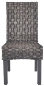 Jídelní židle 2 ks hnědé ratan kubu a mangovníkové dřevo - Default Title