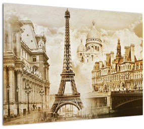 Skleněný obraz - Pařížské památky (70x50 cm)
