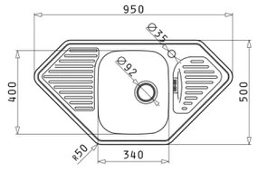 Pyramis 108760801 - Kuchyňský dřez MEDUSA CORNER 95x50 cm