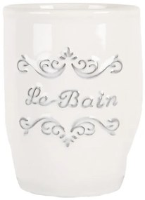 Keramický kelímek / držák na kartáčky s reliéfem Le Bain – 8x10 cm