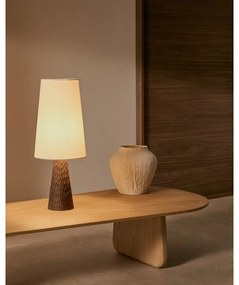 Bílá/tmavě hnědá stolní lampa s textilním stínidlem (výška 50 cm) Amire – Kave Home