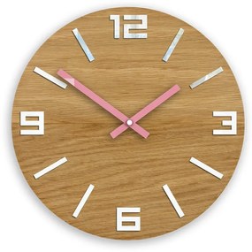 Nástěnné hodiny Arabic Wood hnědo-růžové