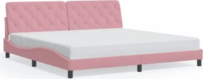 Rám postele s LED bez matrace růžový 200 x 200 cm samet 3213878