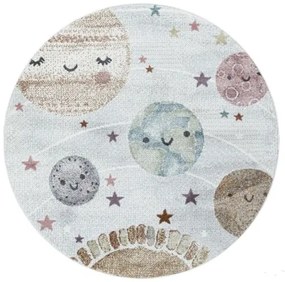 Dětský kusový koberec Funny kruh 2105 white - průměr 120 cm