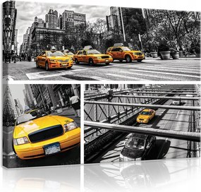 Obraz 80x60 Město taxi New York dynamika pohyb žlutý kontrast