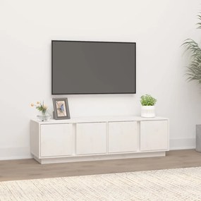 TV skříňka bílá 140 x 40 x 40 cm masivní borové dřevo