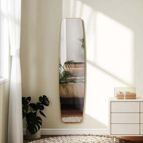 HOMCOM nástěnné celozrcadlo 160 × 40 cm s kovovým rámem — dekorativní celozrcadlo do předsíně, ložnice a obývacího pokoje, zlaté