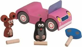 Detoa Dřevěné auto růžové - Krtek na výletě