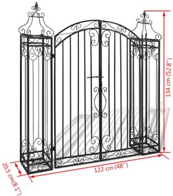 vidaXL Marketos Okrasná zahradní brána kované železo 122 x 20,5 x 134 cm