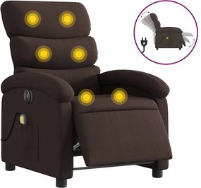 Elektrické masážní polohovací křeslo tmavě hnědé textil 3203971