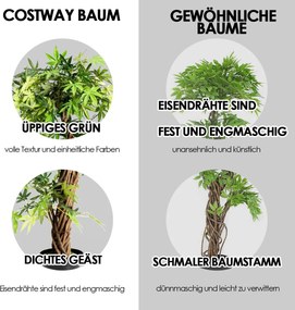 Costway Umělá rostlina Umělá dekorativní rostlina Pokojová rostlina s kmenem