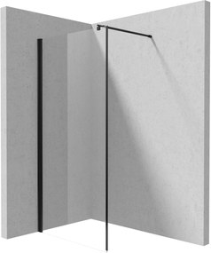 Deante Kerria Plus, Walk-in sprchová zástěna 100cm, výška 200cm, 6mm čiré sklo s ActiveCover, černý profil, KTS_N30P