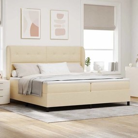 Postel s boxspringem s čelo Krémová 200 x 200 cm textil 3340590
