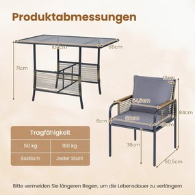 Costway 3Piece Ratanová sada zahradního salonku Prostorově úsporná venkovní