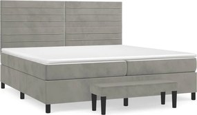 Box spring postel s matrací světle šedá 200x200 cm samet 3137923