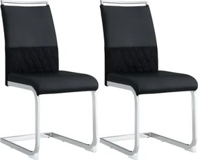 Aosom Sada 2 moderních a ergonomických jídelních židlí s vysokým opěradlem z umělé kůže a látky s efektem lnu, černá
