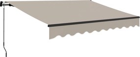 Outsunny Ručně Odtahovaný Markýza 360x220 cm Balkonová Markýza s Hliníkovou Kličkou 3 Ramena a UV30+ Ochrana Externí Rolovací Markýza pro Zahradu Tera