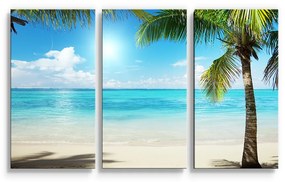 Sablio Obraz - 3-dílný Pláž s palmami - 120x80 cm