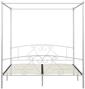 Petromila Rám postele s nebesy bílý kovový 200 x 200 cm