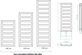 Hopa Glasgow koupelnový radiátor 500 x 1700 mm středové připojení černá RADGLA501731SP