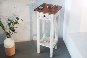 Bílo-hnědý dřevěný příruční stolek Hemingway antik 25 x 25 cm »