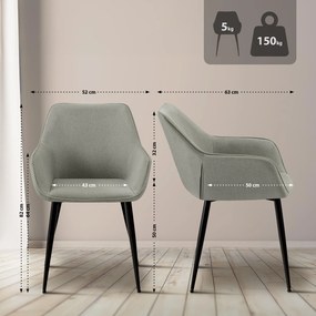 Sada 2 jídelních židlí Luena látka – světle šedá