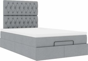 Osmanský rám postele s matrací světle šedá 120x190 cm textil 3314072