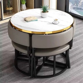 LuxuryForm DESIGN Jídelní set MONTE 4+1 - šedý / bílý