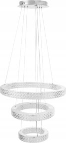 Led Závěsná Lampa Křišťál Stropní Chrom Glamour 3 Ring Stříbrná 60 CM MS008