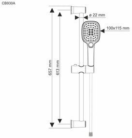 Mereo sprchová souprava třípolohová sprcha posuvný držák šedostříbrná hadice plast chrom CB930A