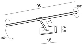 LED nástěnné svítidlo Davinci 90 černá chrom