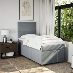 Box spring postel s matrací světle šedý 100 x 200 cm textil 3293872