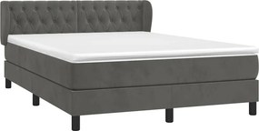 Box spring postel s matrací tmavě šedá 140x200 cm samet 3127674