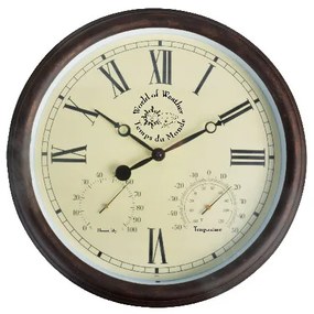 Esschert Design ED ESSCHERT DESIGN Hodiny EASTGATE CLOCK, nástěnné, hnědá barva, průměr 38 cm, číselník - římské číslice, pro vnitřní i venkovní použití