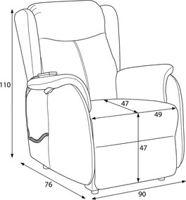 Autronic Polohovací křeslo s elektrickým ovládáním TV-L8902 Barva potahu: Černá