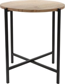 Ambiance Koncový stolek kulatý dřevo a kov 45 cm [439793] Barva: Přírodní a černá
