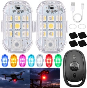 Verk Group Bezdrátová led stroboskopická lampy, 7 barev, 2 ks dálkových ovládačů, varovná