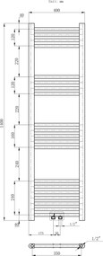 Gamma Erga Simple, topné těleso 1400x400 mm, 469 W, černá, ERG-LAV-SIMP-14040-BK