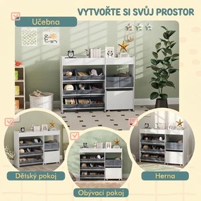 Dětský regál na hračky s 11 boxy, bílo-šedý 311-089V90WT