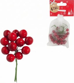 Vánoční dekorace na drátku BERRIES 9 cm, červená