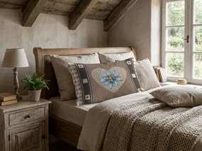 Flanelový povlak na polštář HEART RETRO 50x70 cm, hnědý