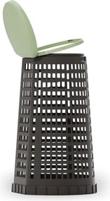 Plastový odpadkový koš na 120 l pytle, černý, zelené víko