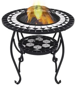 Mozaikový stolek s ohništěm černý a bílý 68 cm keramika,  46725 HangarStore.cz