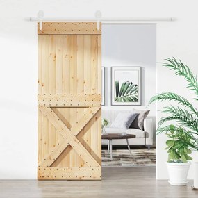 Posuvné dveře s kováním 85 x 210 cm masivní borové dřevo,  3203268
