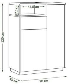 Komoda se zásuvkou FRED antracit/dub artisan