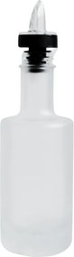 Skleněná láhev na olej 200 ml bílá mléčná s čirou nálevkou VILO