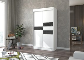 ADRK Furniture Skříň s posuvnými dveřmi a lacobelem BATIA 120 ADRK-SW-BAT-W-BL-120