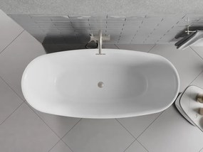 Mexen Luvo Slim, volně stojící vana 170 × 75 cm, bílá-černá, ocelový přepad, 52801707575-97