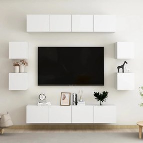 8dílný set TV skříněk bílý dřevotříska 3074459